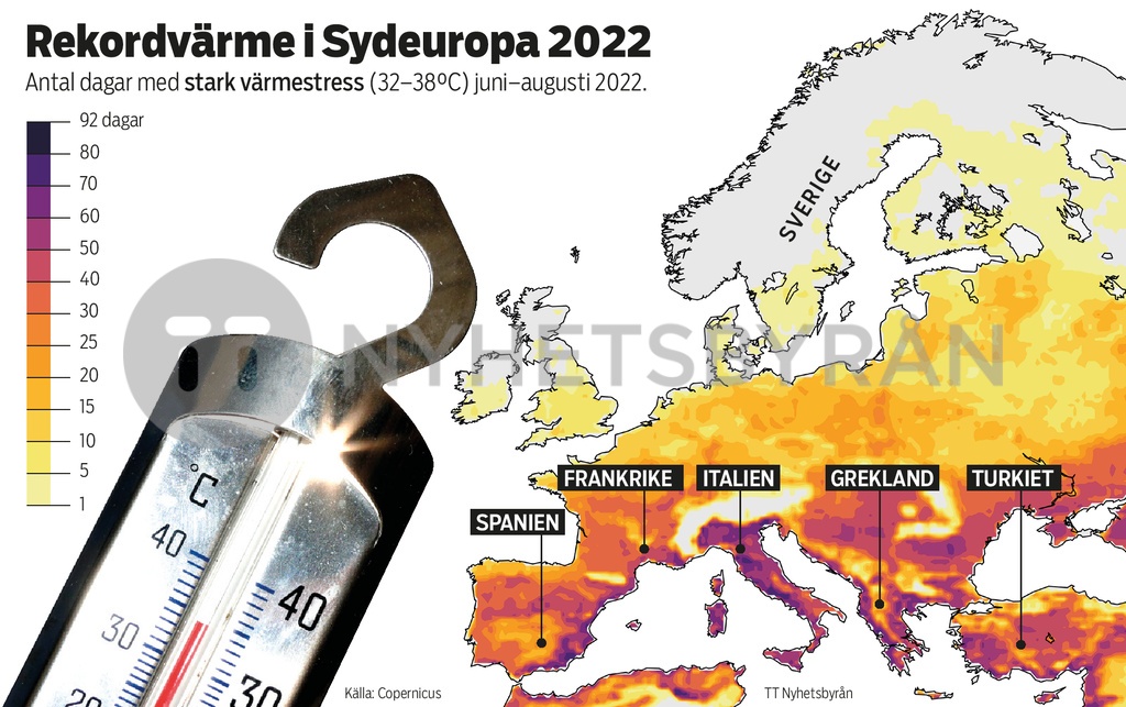 Rekordvärme i Sydeuropa 2022