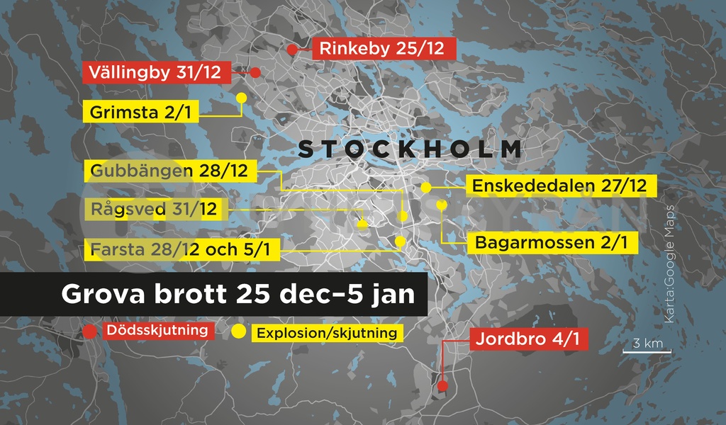 Helgens grova brott i Stockholm