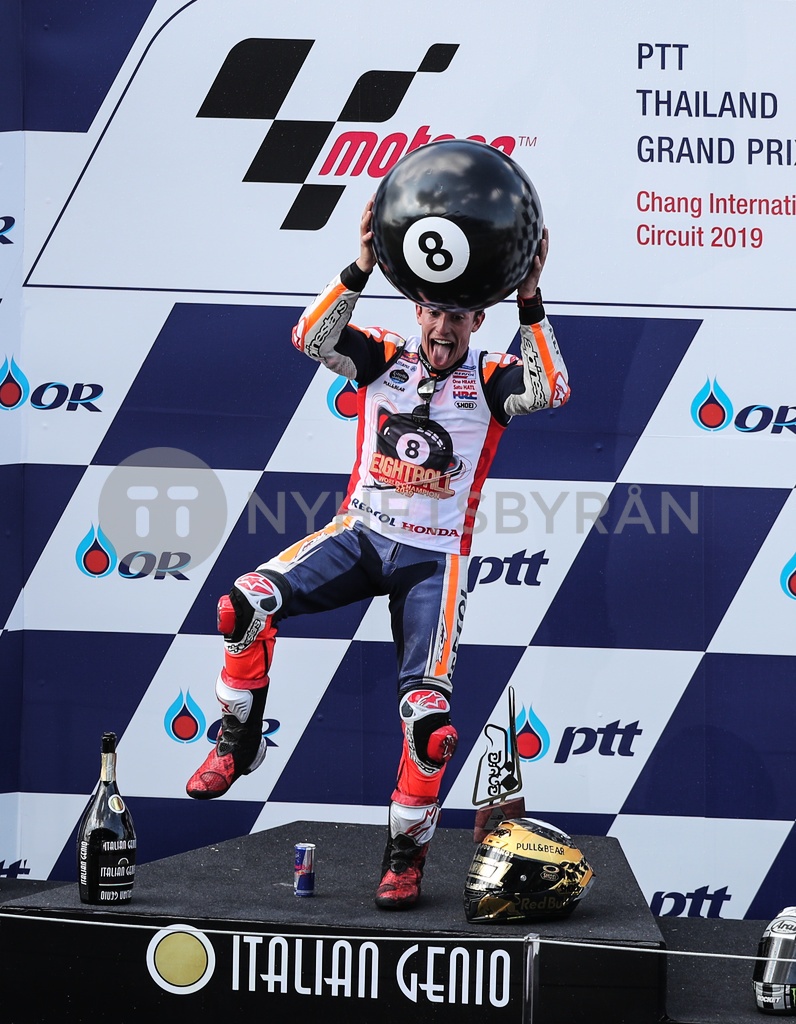 (191006) -- BURIRAM, Oct. 6, 2019 -- Marc Marquez of Repsol Honda Team ...
