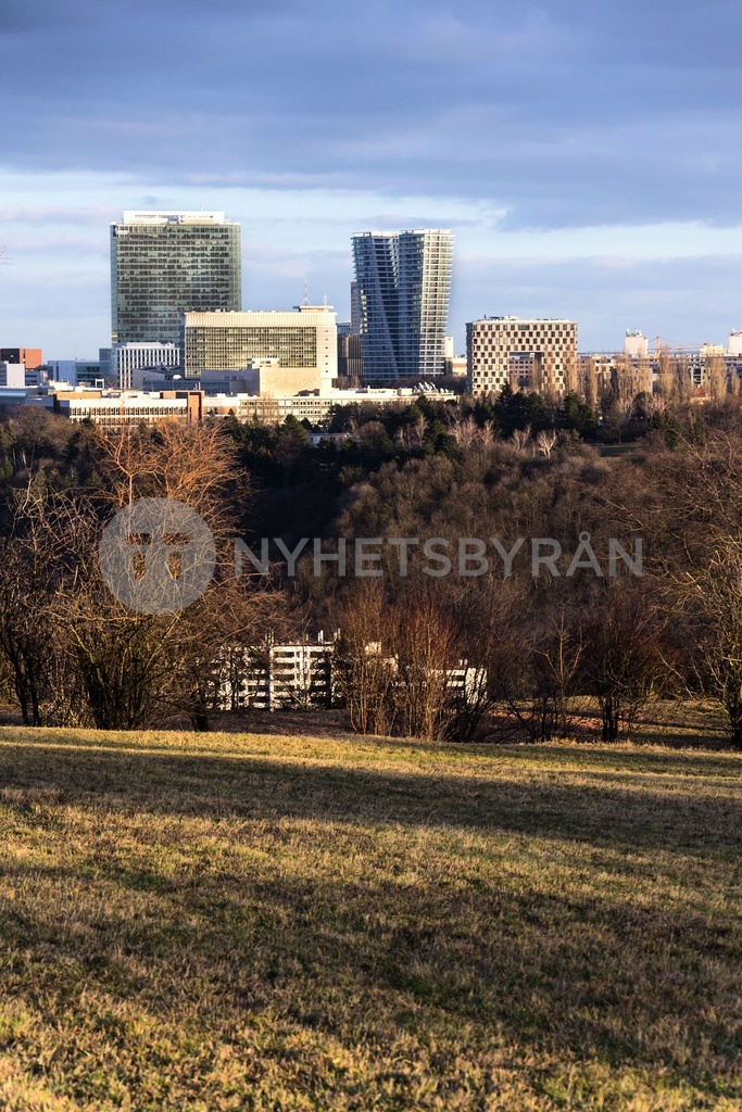 Panoramic view of the Pankrac district with Prague tallest buildings ...