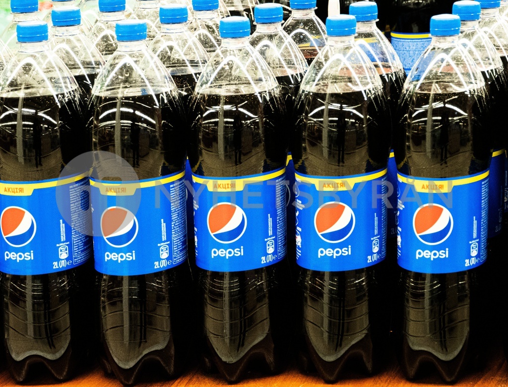Pepsi in 2l bottles on a store shelf