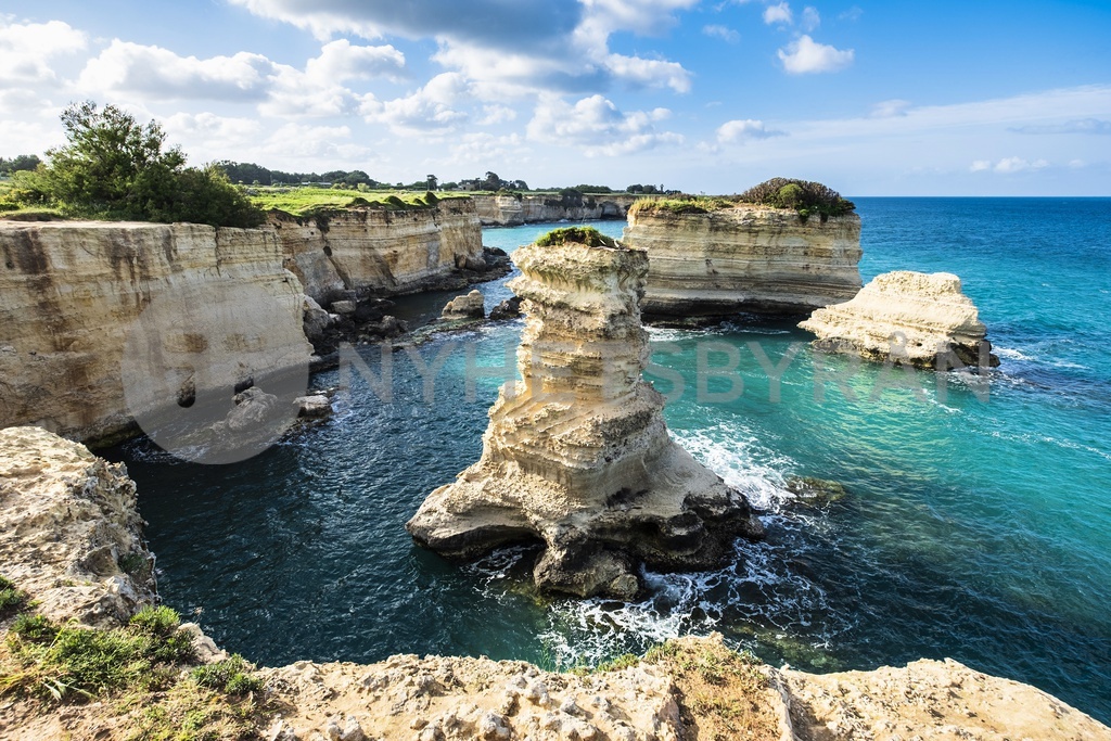 Italy apulia salento region torre sant andrea its jagged coastline ...