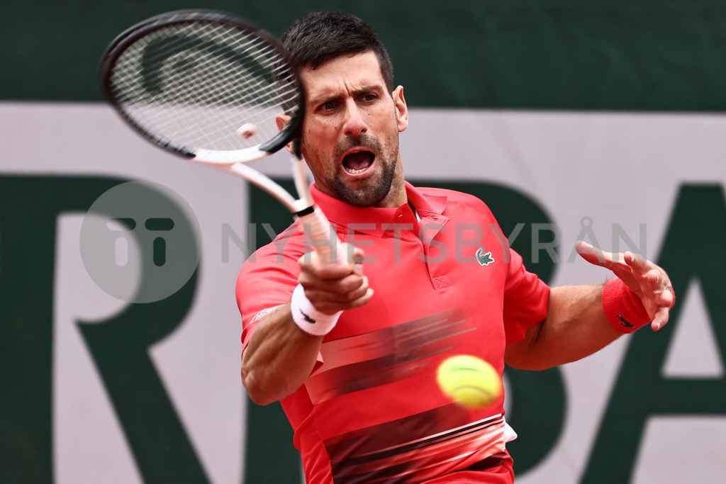 Novak Djokovic, SRB, during fourth round of 2022 French Open at Roland ...