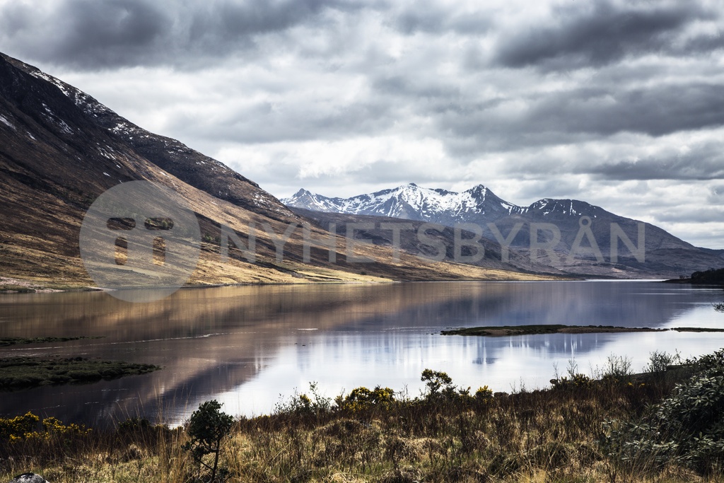 Scenic view of mountains and lake, Isle of Skye, Scotland