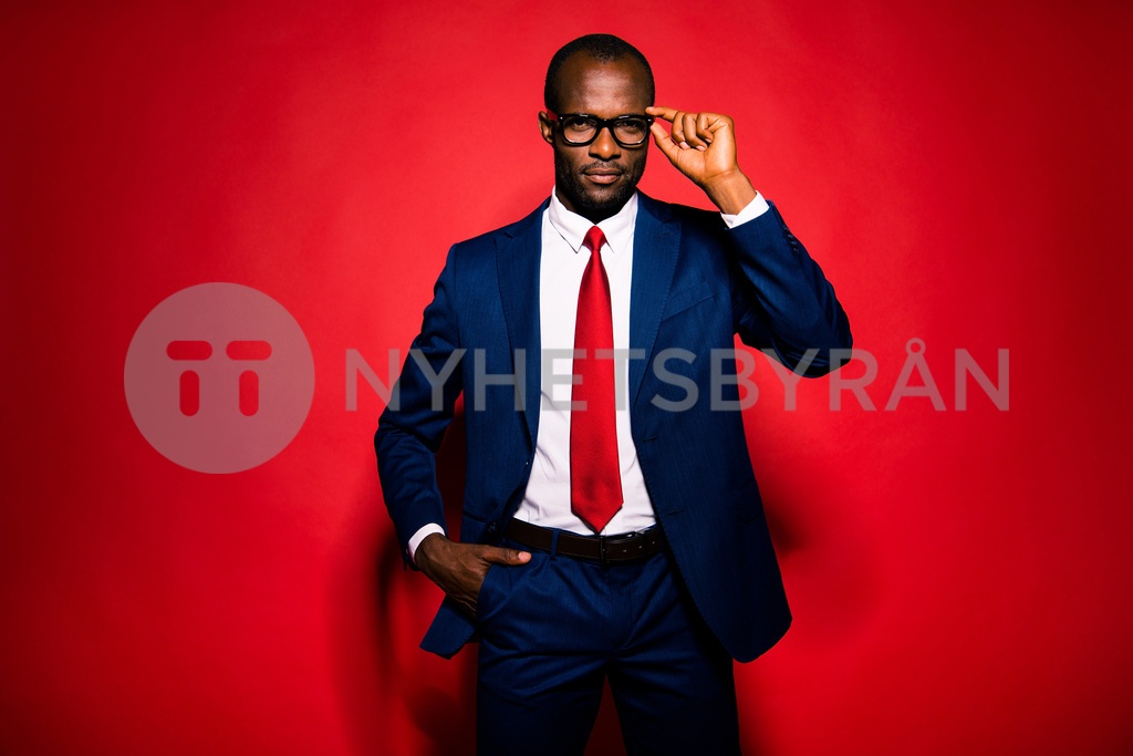 Close up photo portrait of confident serious brutal handsome corporate ...