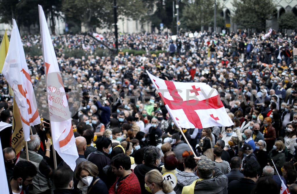 Opposition parties' supporters rally in Tbilisi, Georgia