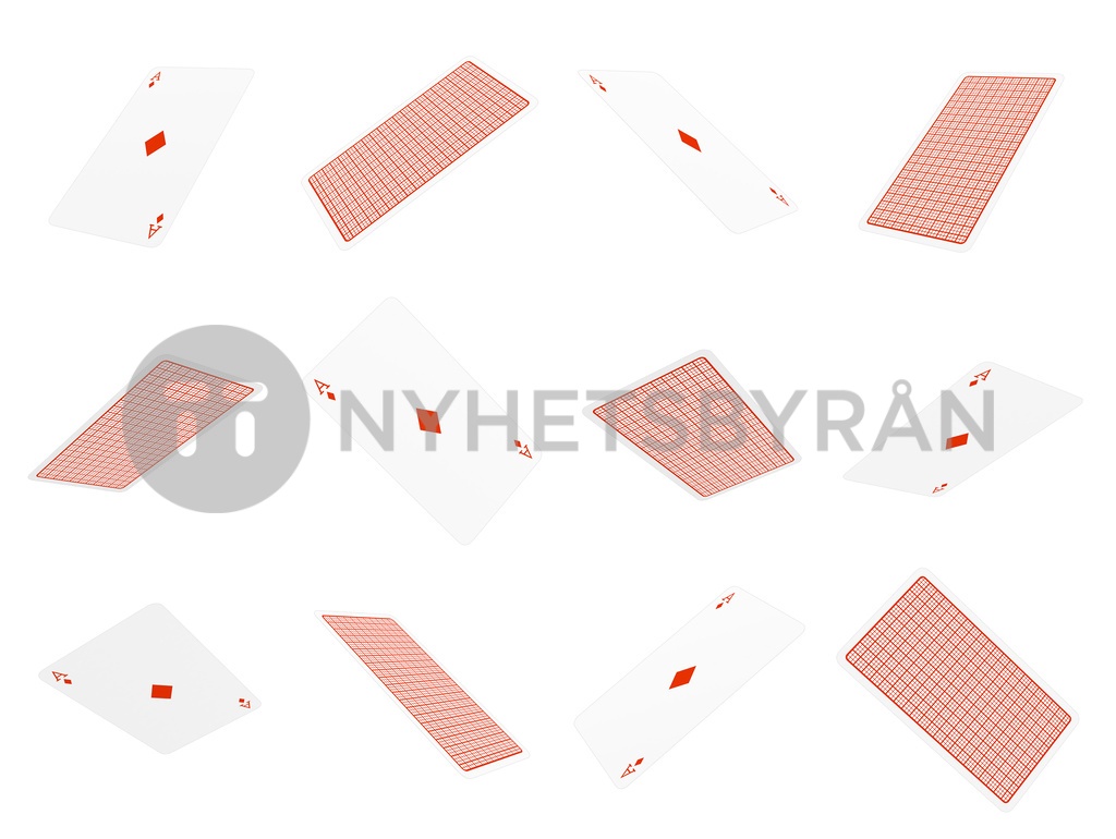 3d rendering of many playing cards flying in the air all of them being ...