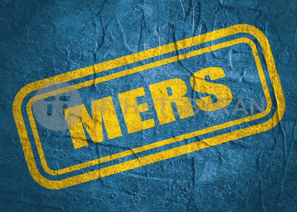 stamp with MERS text over grunge background