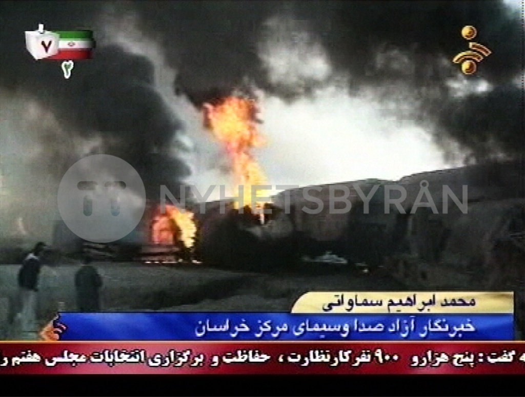 TELEVISION STILL SHOWS AFTERMATH OF IRAN TRAIN BLAST