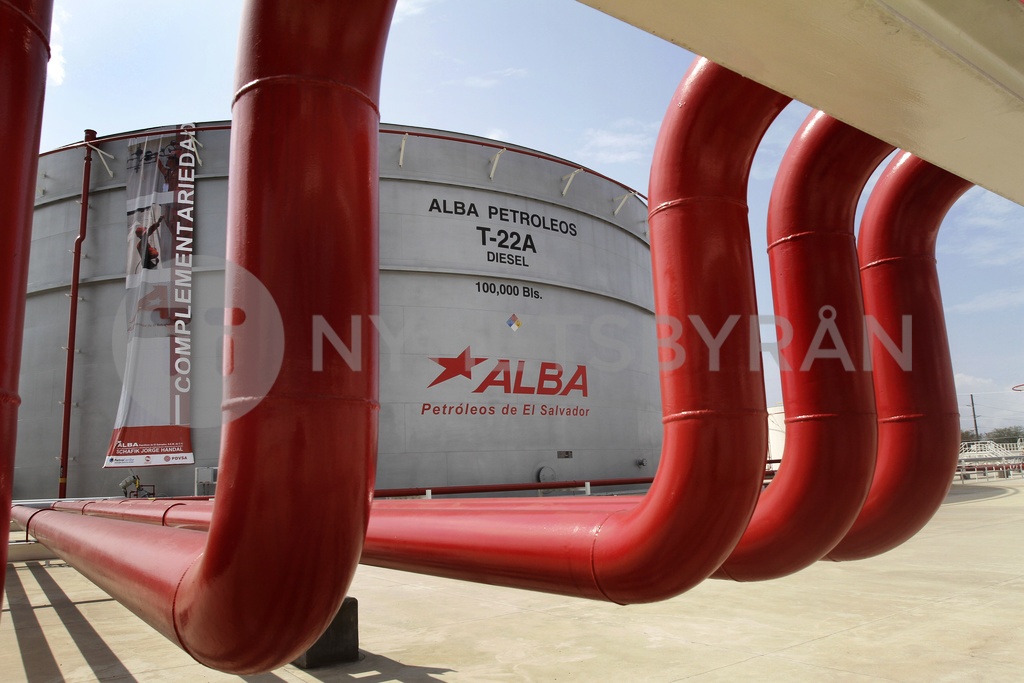 a fuel tank and pipes are seen during the inauguration of alba ...