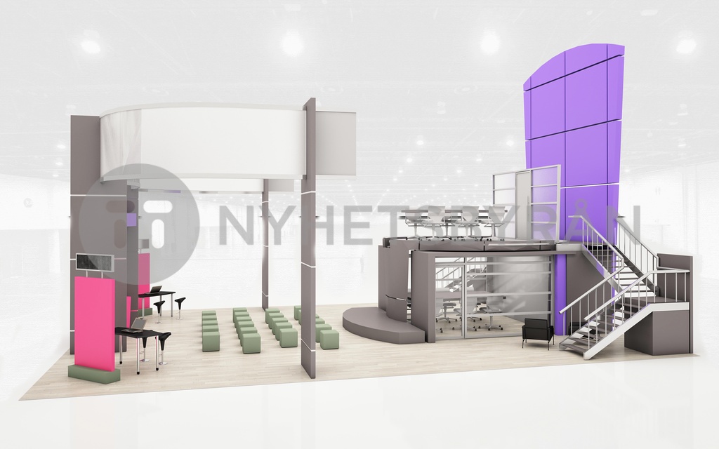 Exhibition Stand in brown and violet colors