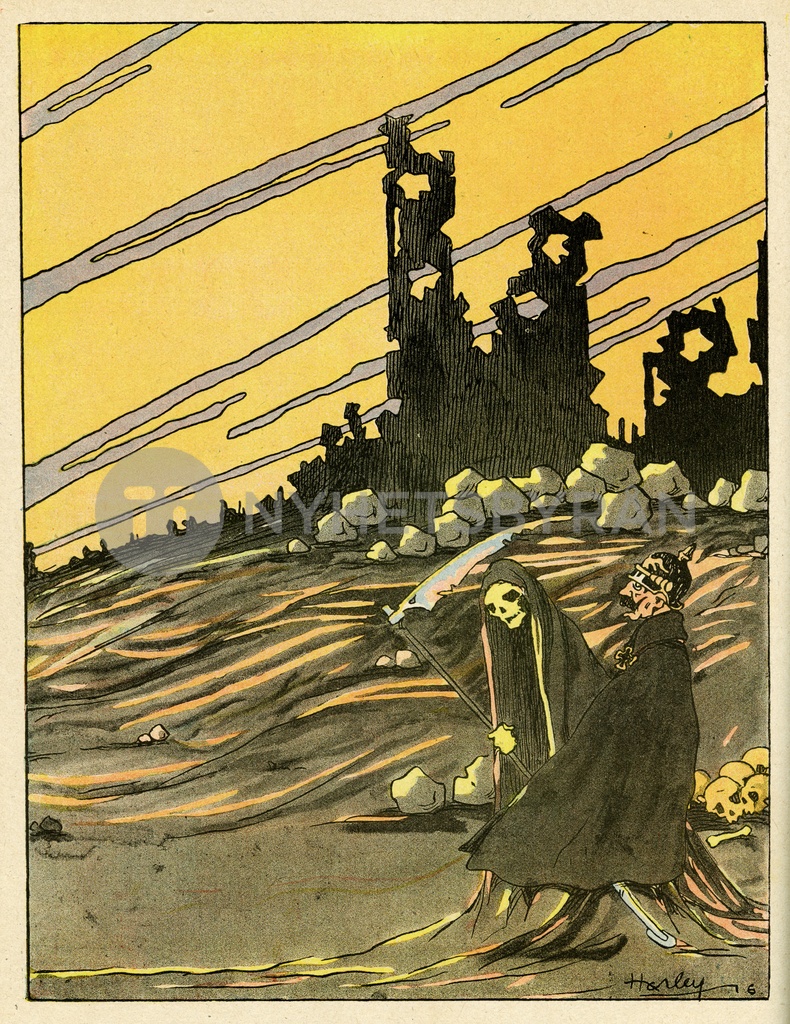Cartoon, Death and the Kaiser, WW1