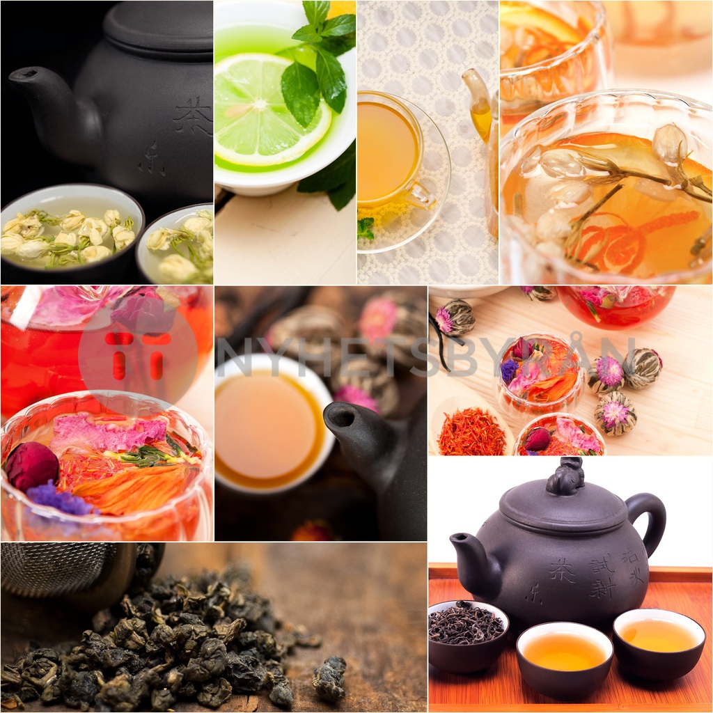 collection of different herbal tea infusion collage