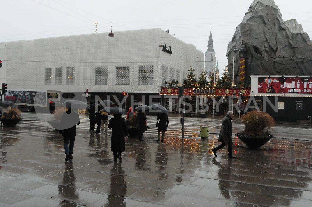 Copenhagen, Denmark /19 December 2023/.Weather rain fall in danish ...