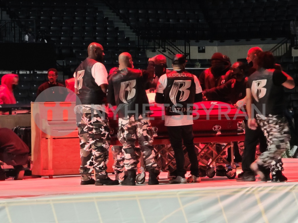 Family and friends arrive as stage still being built inside as red ...