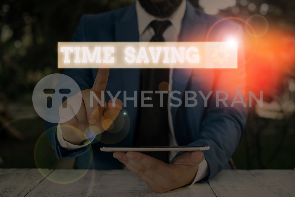 Text sign showing Time Saving. Conceptual photo the act of reducing the ...